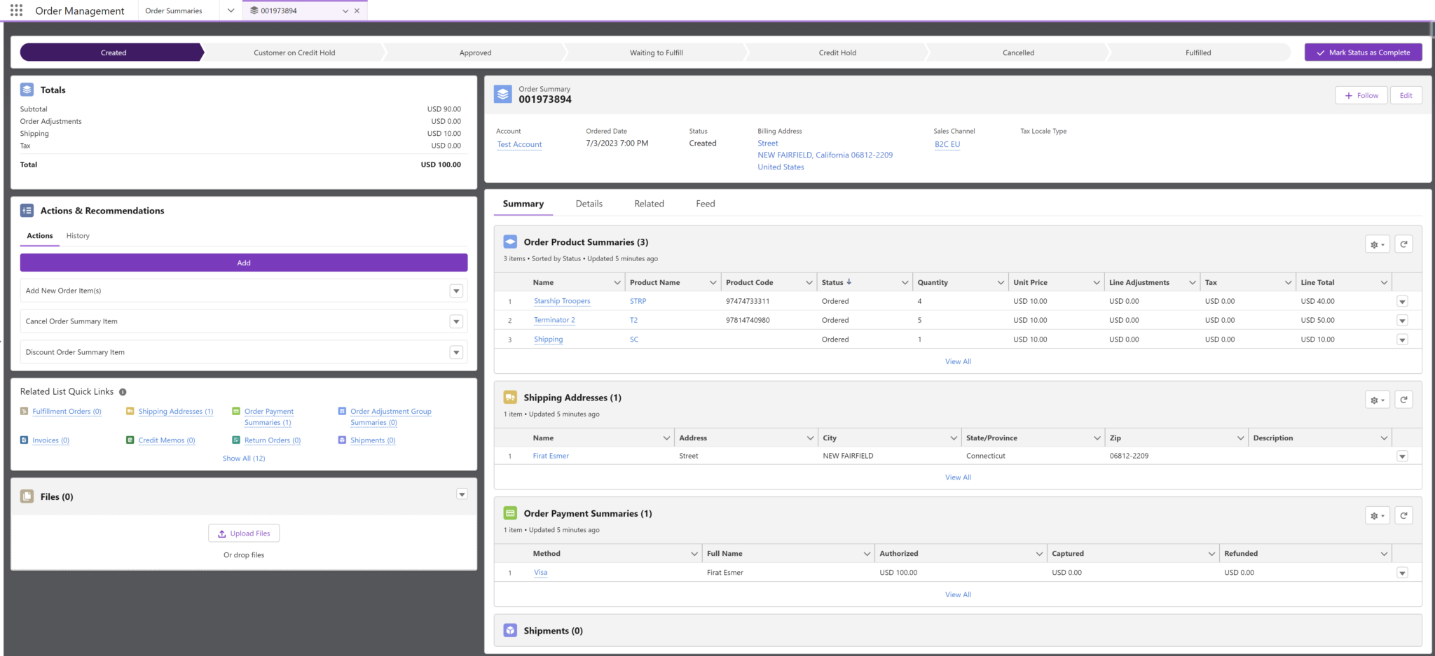 Salesforce Order Management Data Model Firat Esmer